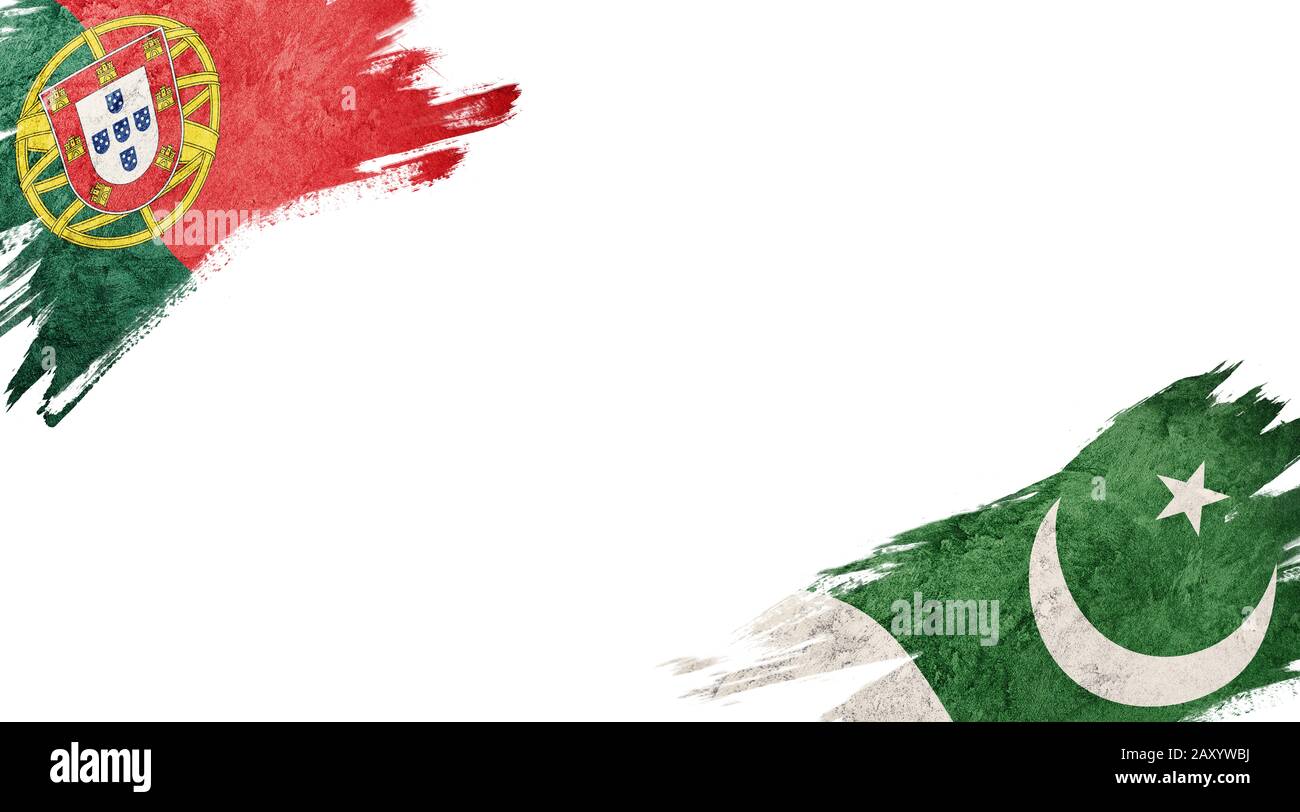 Flags of Portugal and Pakistan on white background Stock Photo - Alamy