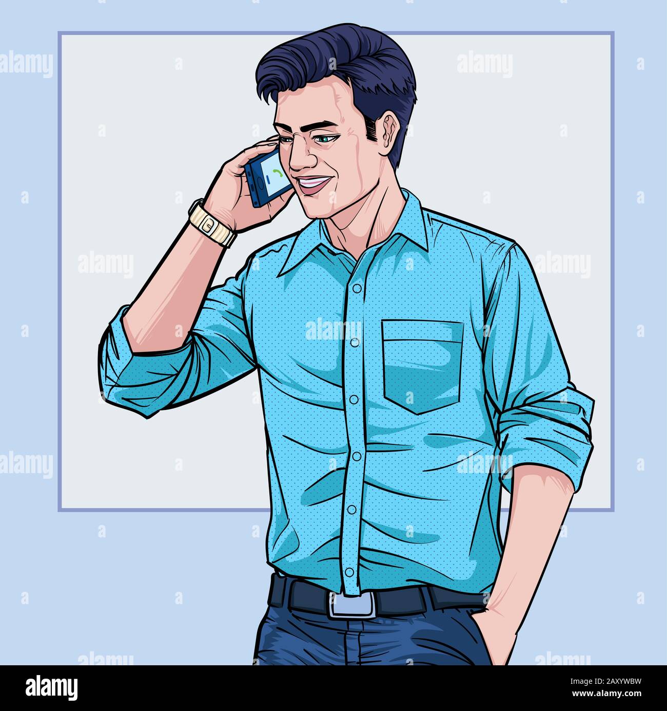 Business man Talk about meetings with mobile phone Illustration vector ...