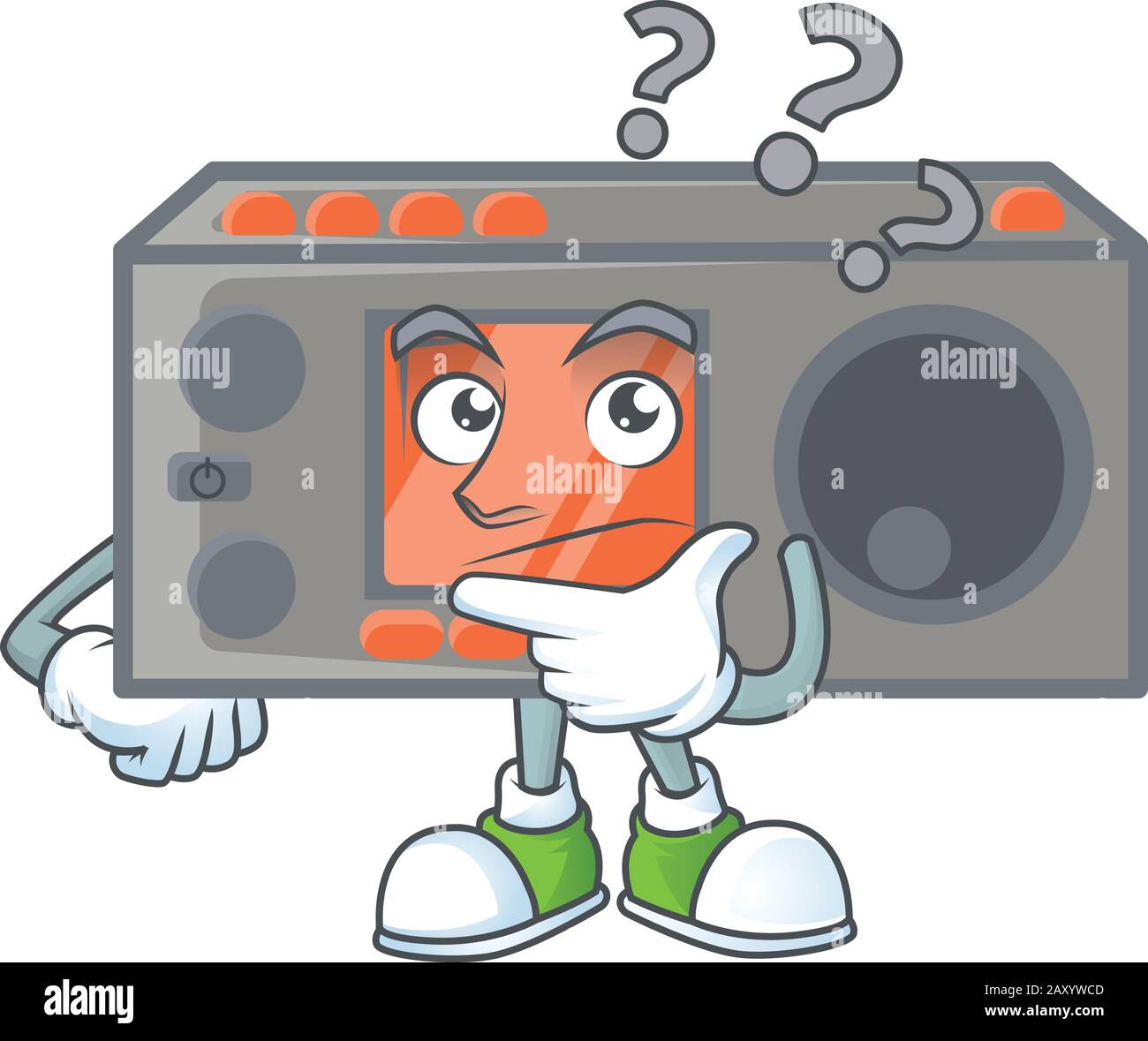 Radio transceiver cartoon mascot style in a confuse gesture Stock ...