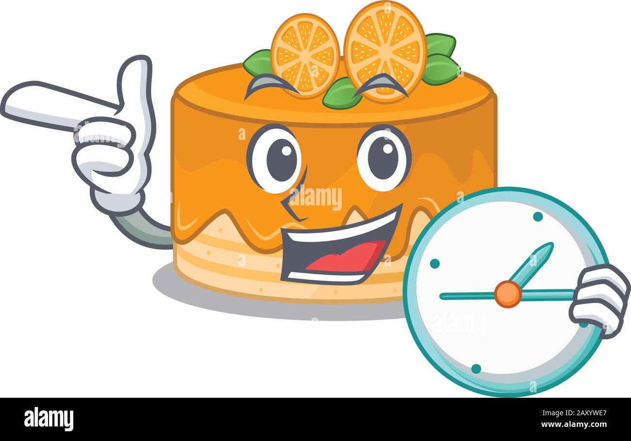 cartoon character concept orange cake having clock Stock Vector Image ...