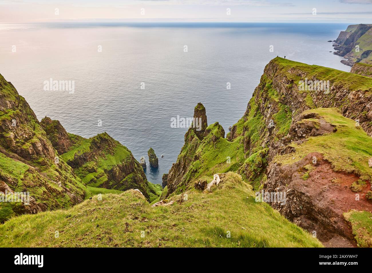Suduroy island dramatic coastline and cliffs in Faroe archipelago ...