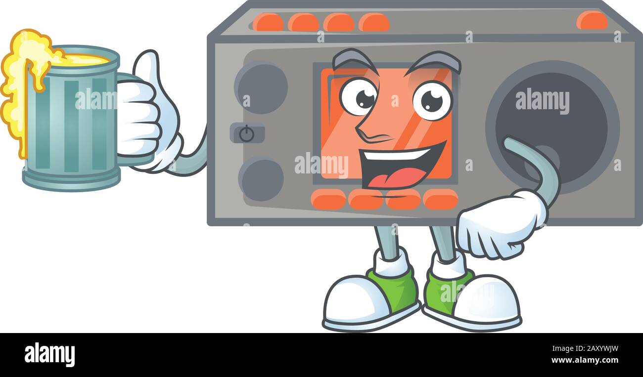 Smiley radio transceiver mascot design holding a glass of beer Stock ...