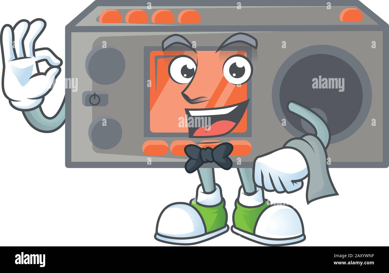 A radio transceiver cartoon mascot working as a Waiter Stock Vector ...