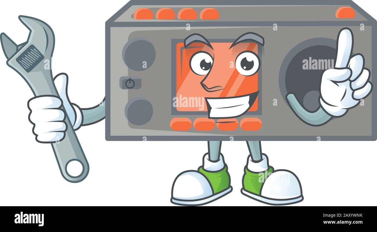 happily Mechanic radio transceiver cartoon character design Stock ...