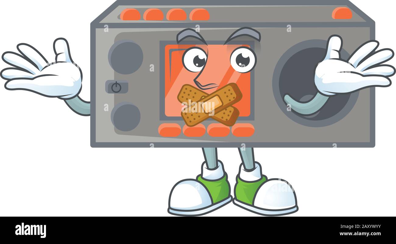 mascot cartoon character design of radio transceiver making a silent ...