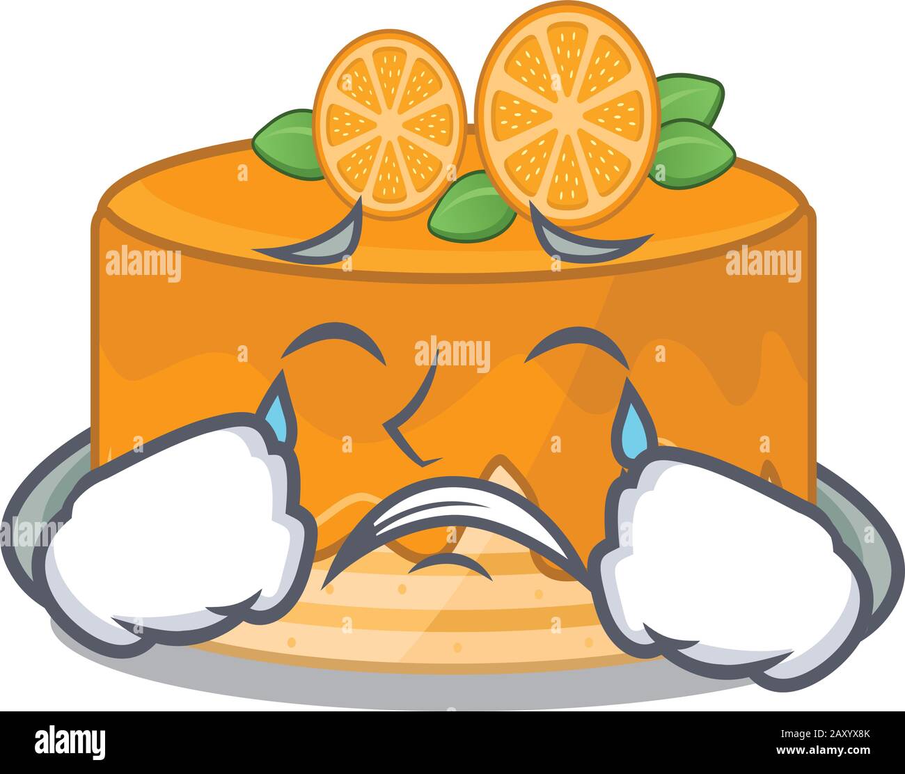 Orange cake cartoon character concept with a sad face Stock Vector ...