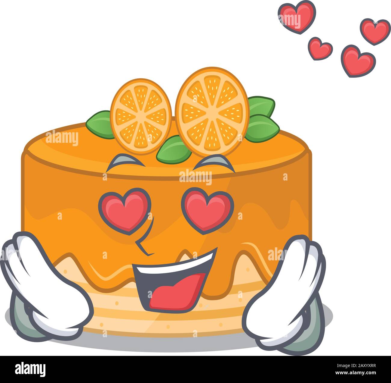 Romantic falling in love orange cake cartoon character concept Stock ...