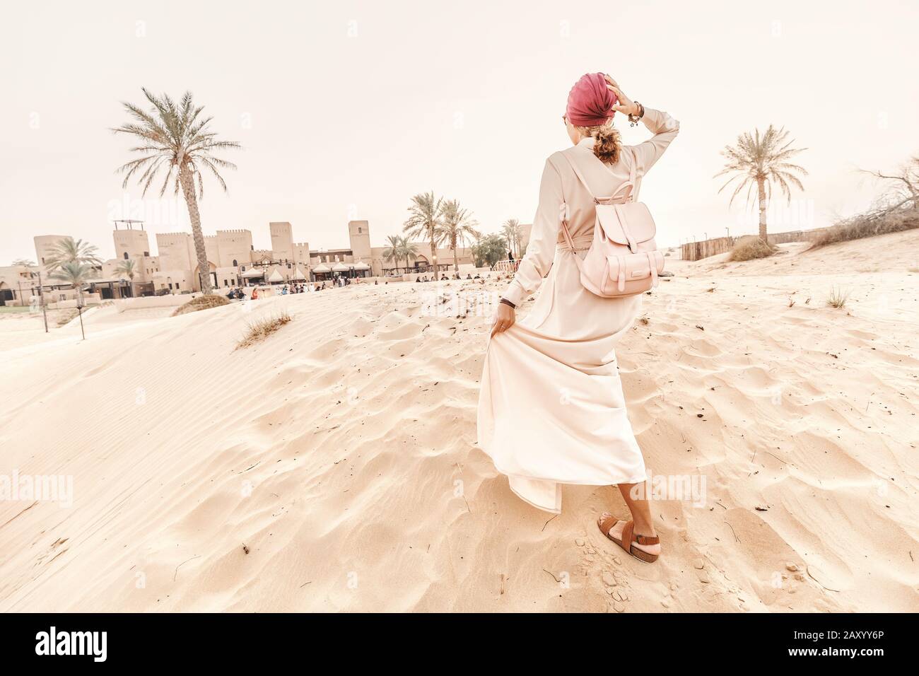 Arabic girl backpack hi-res stock photography and images - Alamy