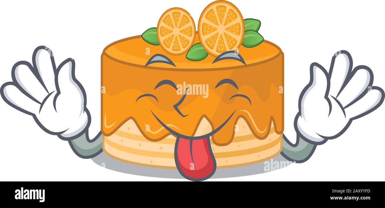 Funny orange cake mascot design with Tongue out Stock Vector Image ...