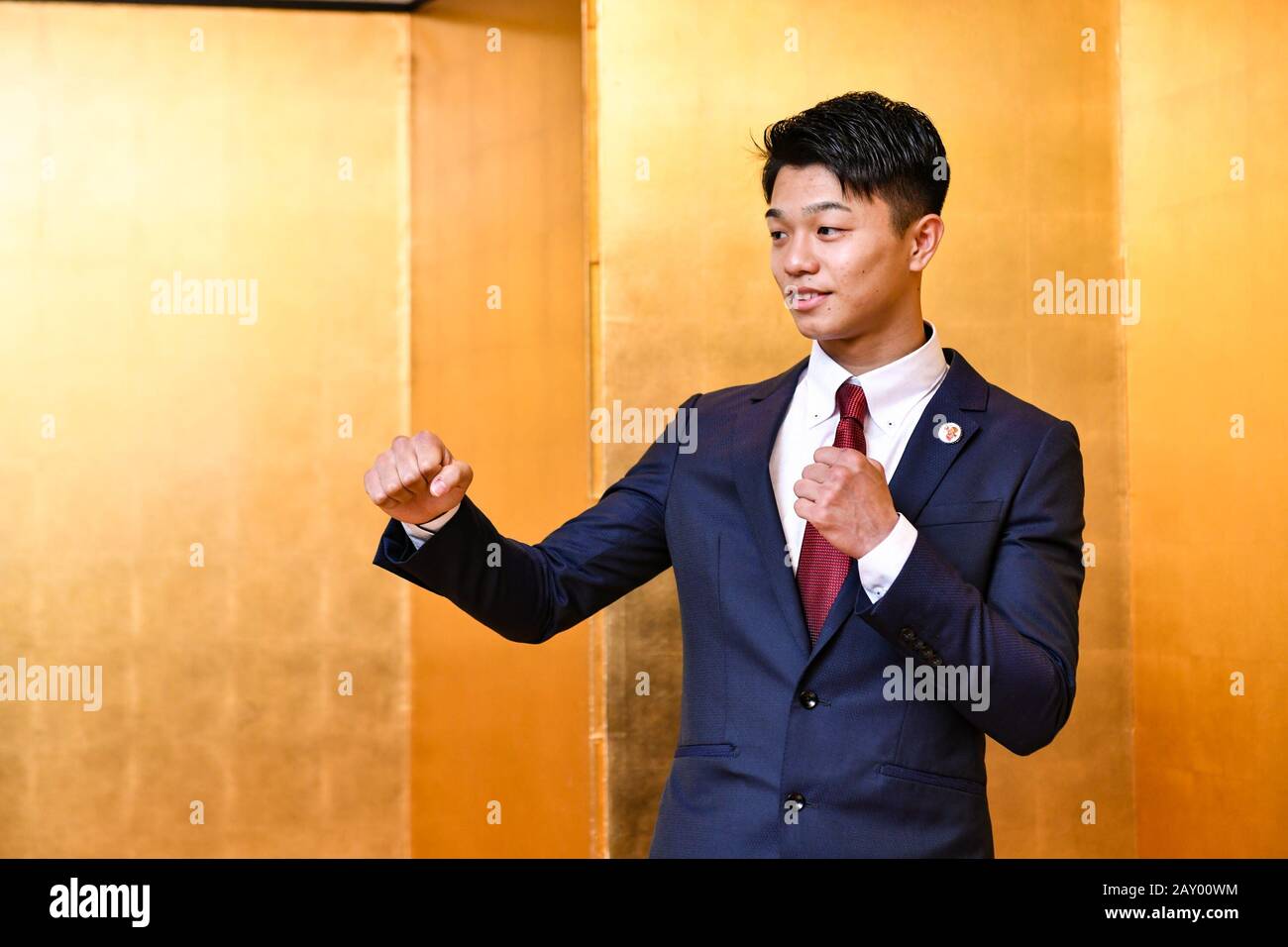 Tokyo, Japan. 14th Feb, 2020. Japan's boxer Junto Nakatani poses at a ...
