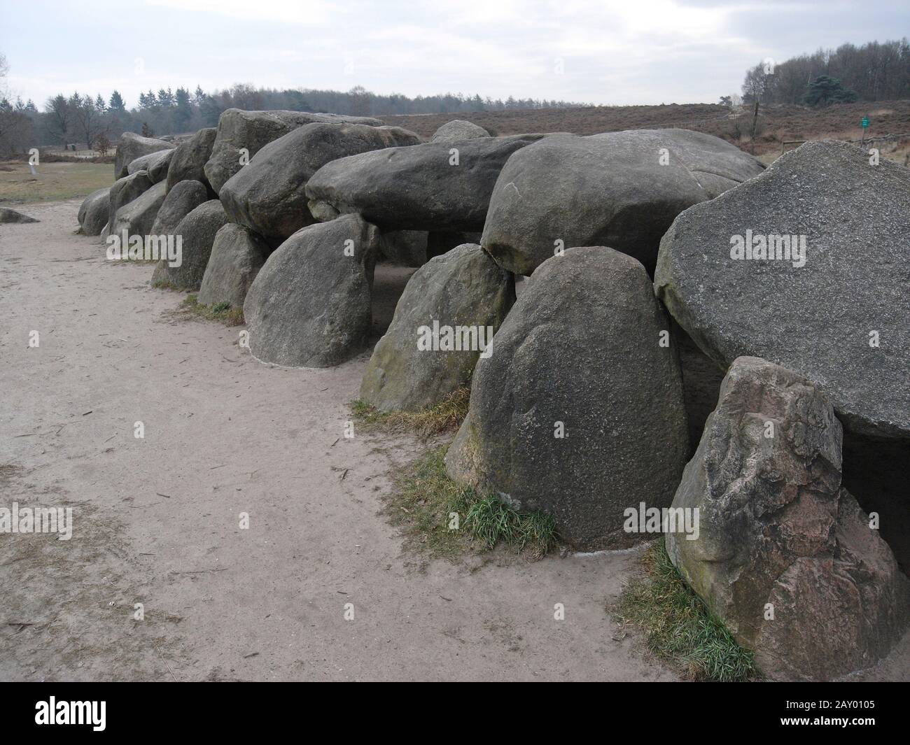 Hunebed (dolmen) megalithic tomb from the early Neolithic near Havelte ...