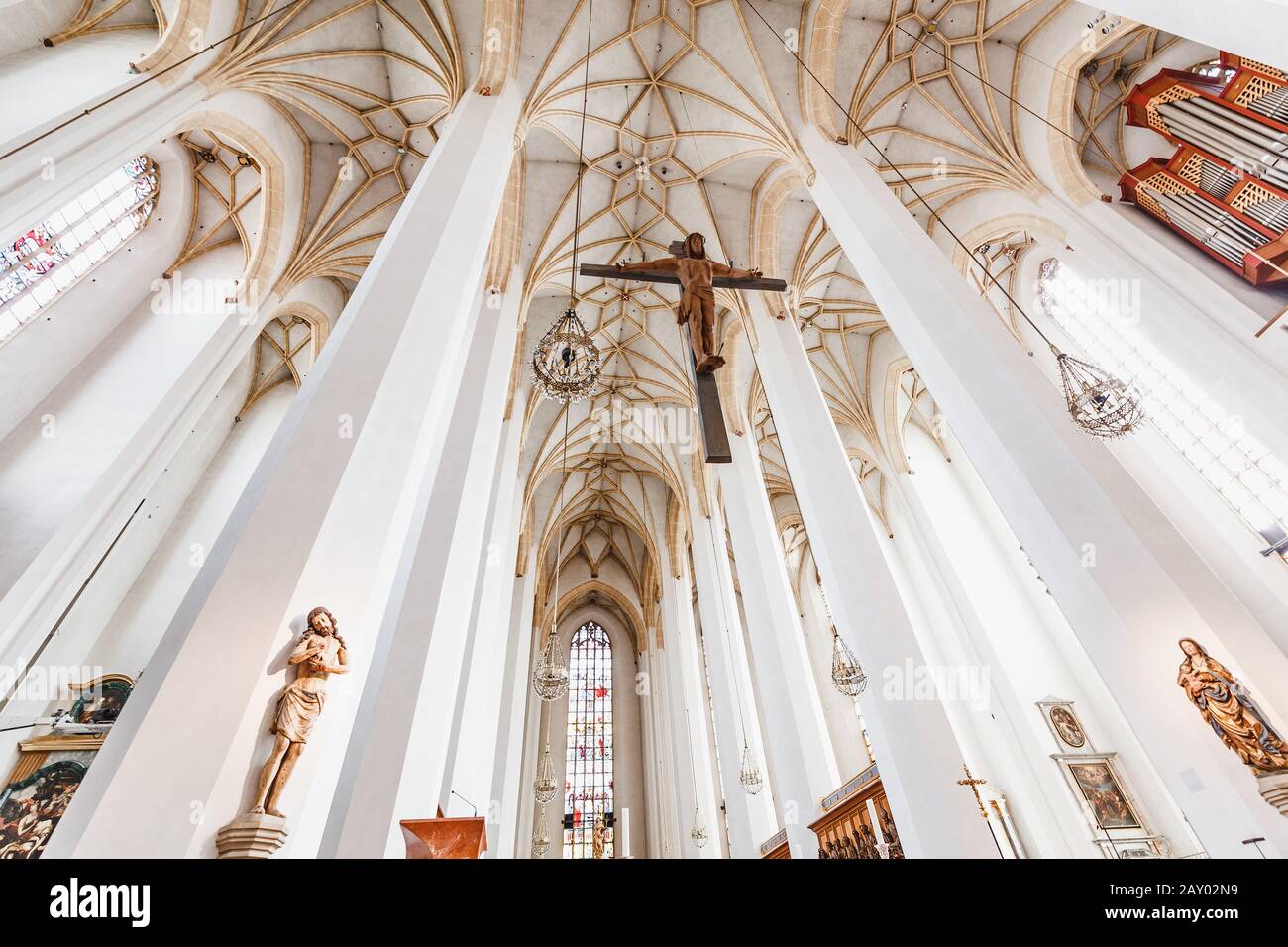 06 August 2019, Munich, Germany: interior of the Frauenkirche church ...