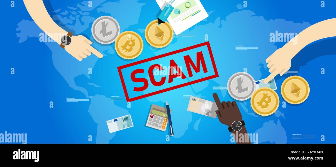 Cryptocurrency fraud investment scam. Crypto digital money transaction ...