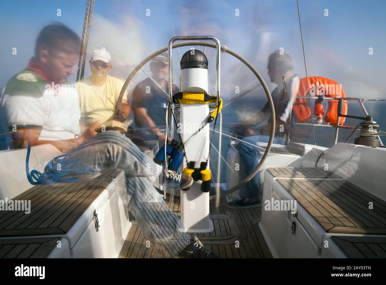 Crew of a sailing yacht Stock Photo - Alamy