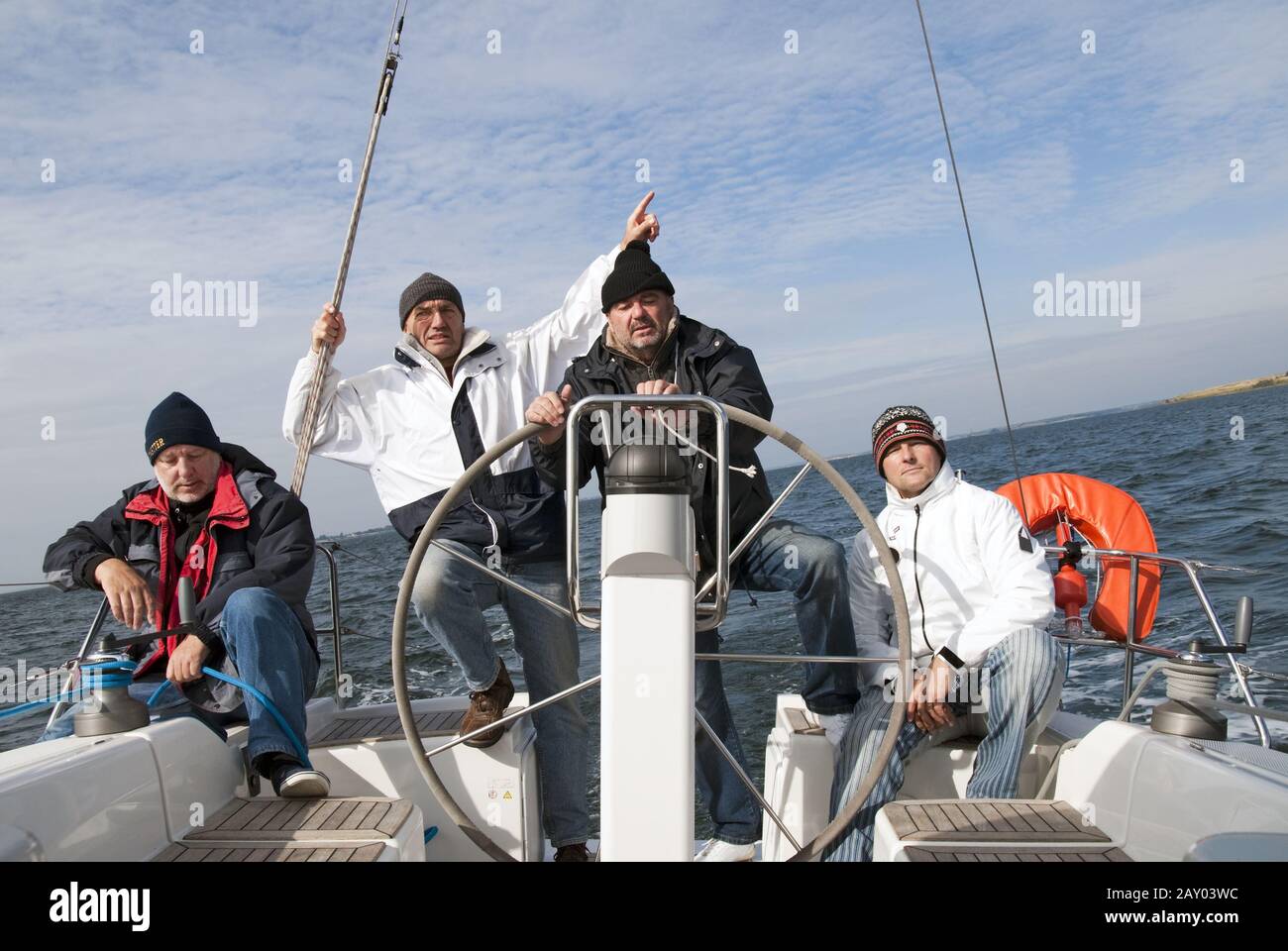 Crew of a sailing yacht Stock Photo - Alamy