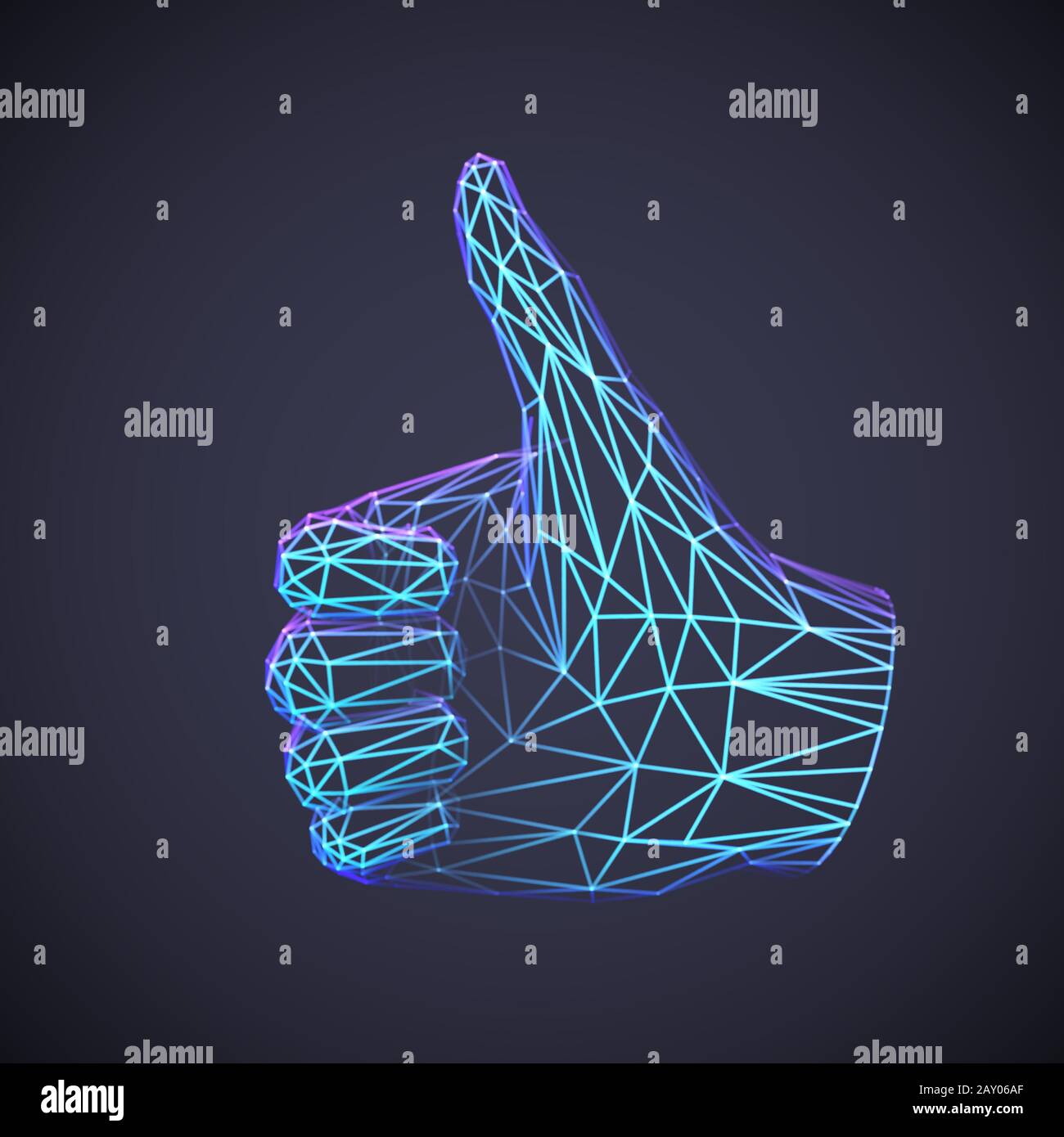 Concept of social network and media: 3D low poly human hand with like ...