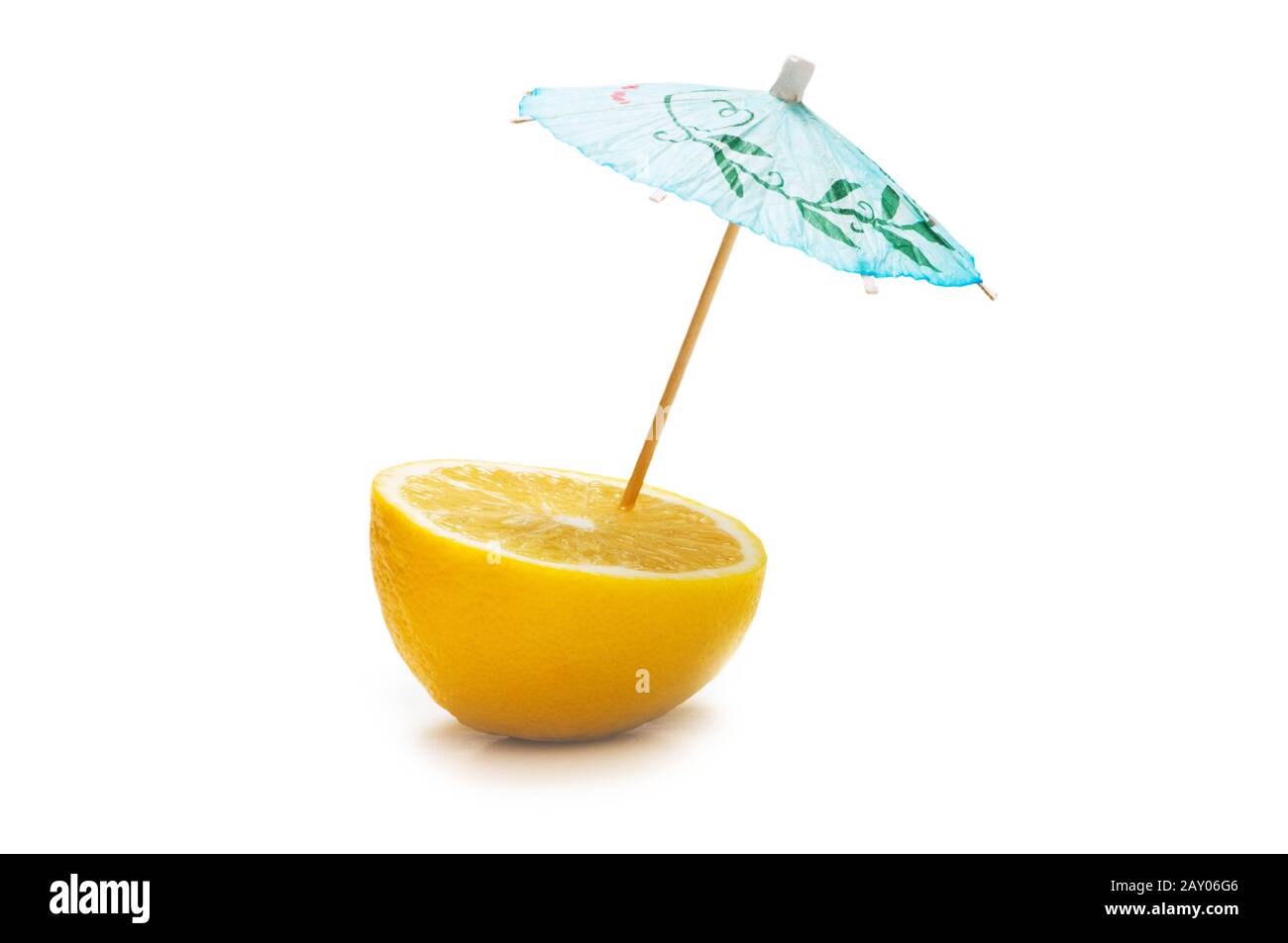 Lemon and umbrella isolated on the white Stock Photo - Alamy