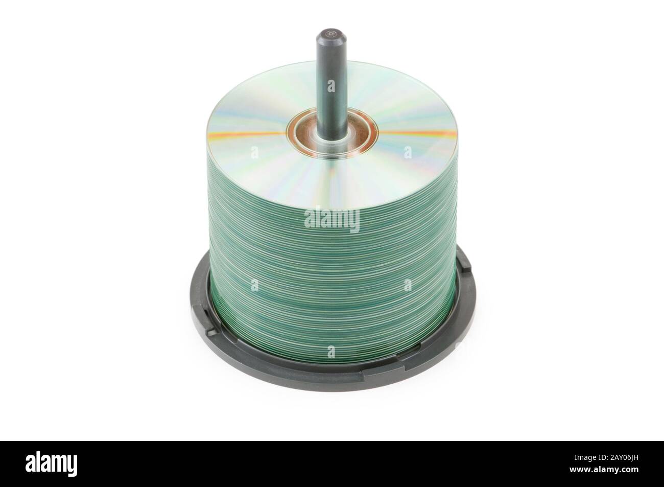 Spindle of cd disks isolated on white Stock Photo - Alamy
