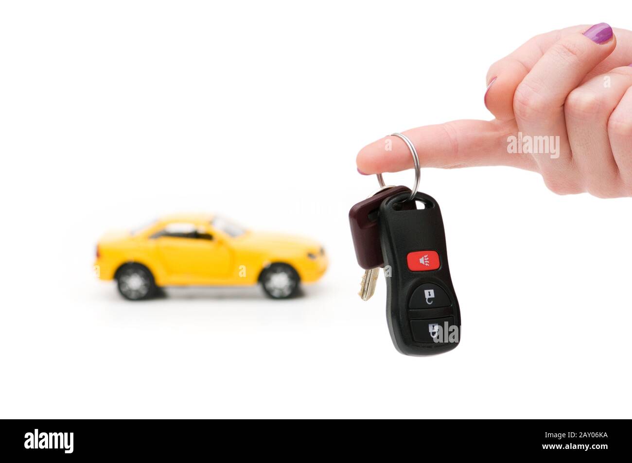 Car keys and car at background isolated on white Stock Photo - Alamy
