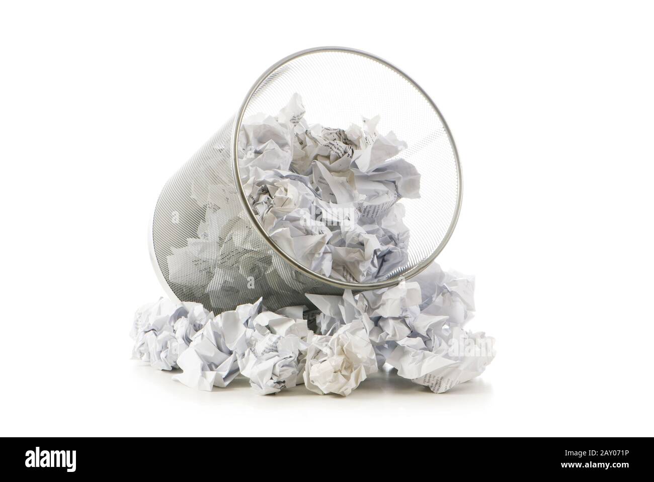 Garbage bin with paper waste isolated on white Stock Photo - Alamy