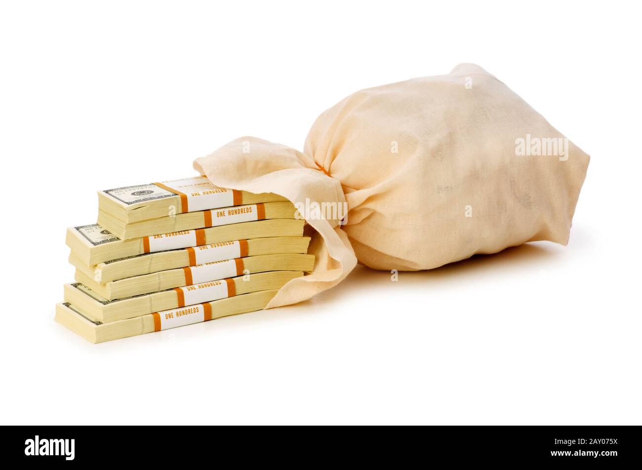 Sacks of money isolated on the white Stock Photo - Alamy