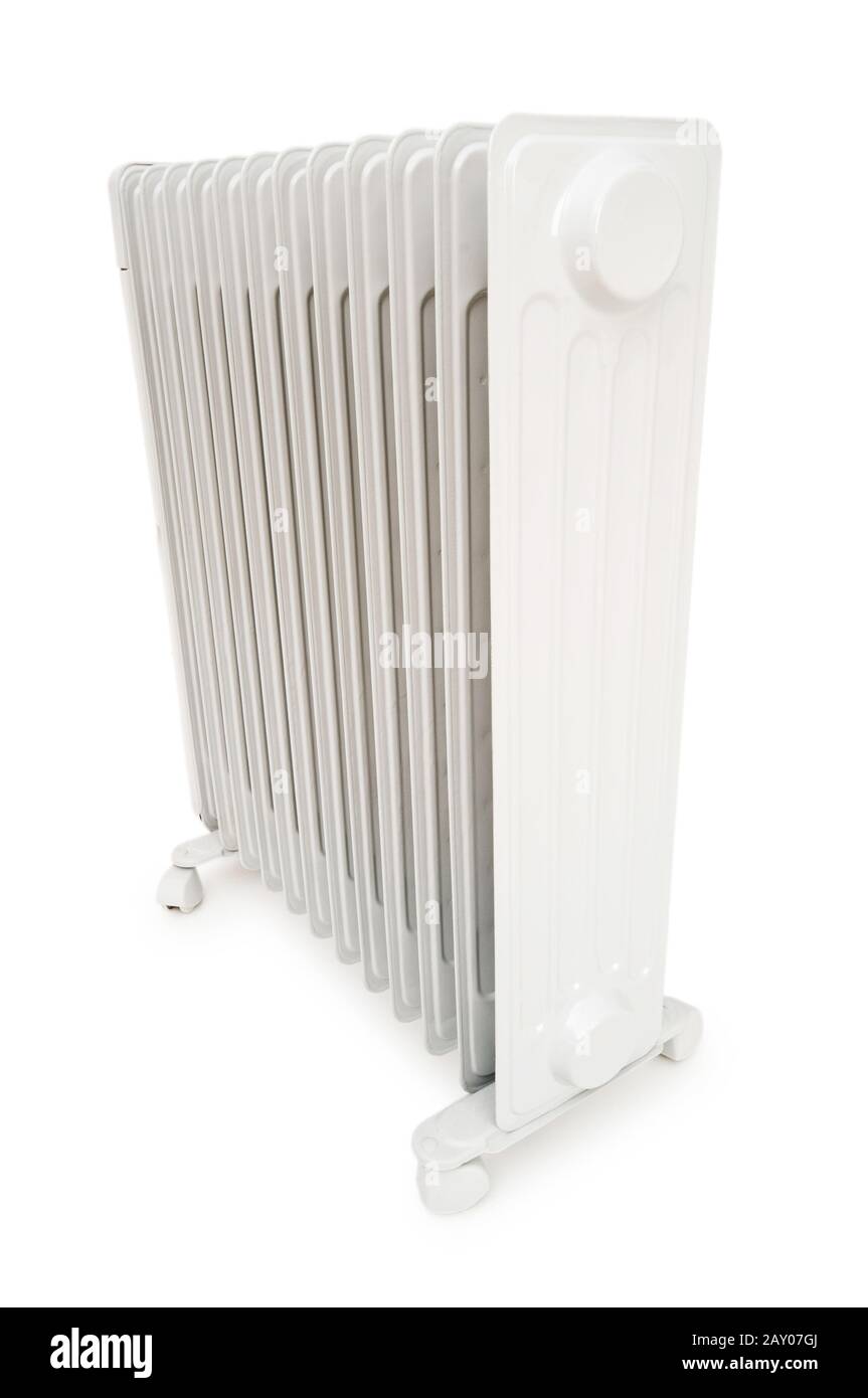 Oil radiator isolated on the white background Stock Photo - Alamy