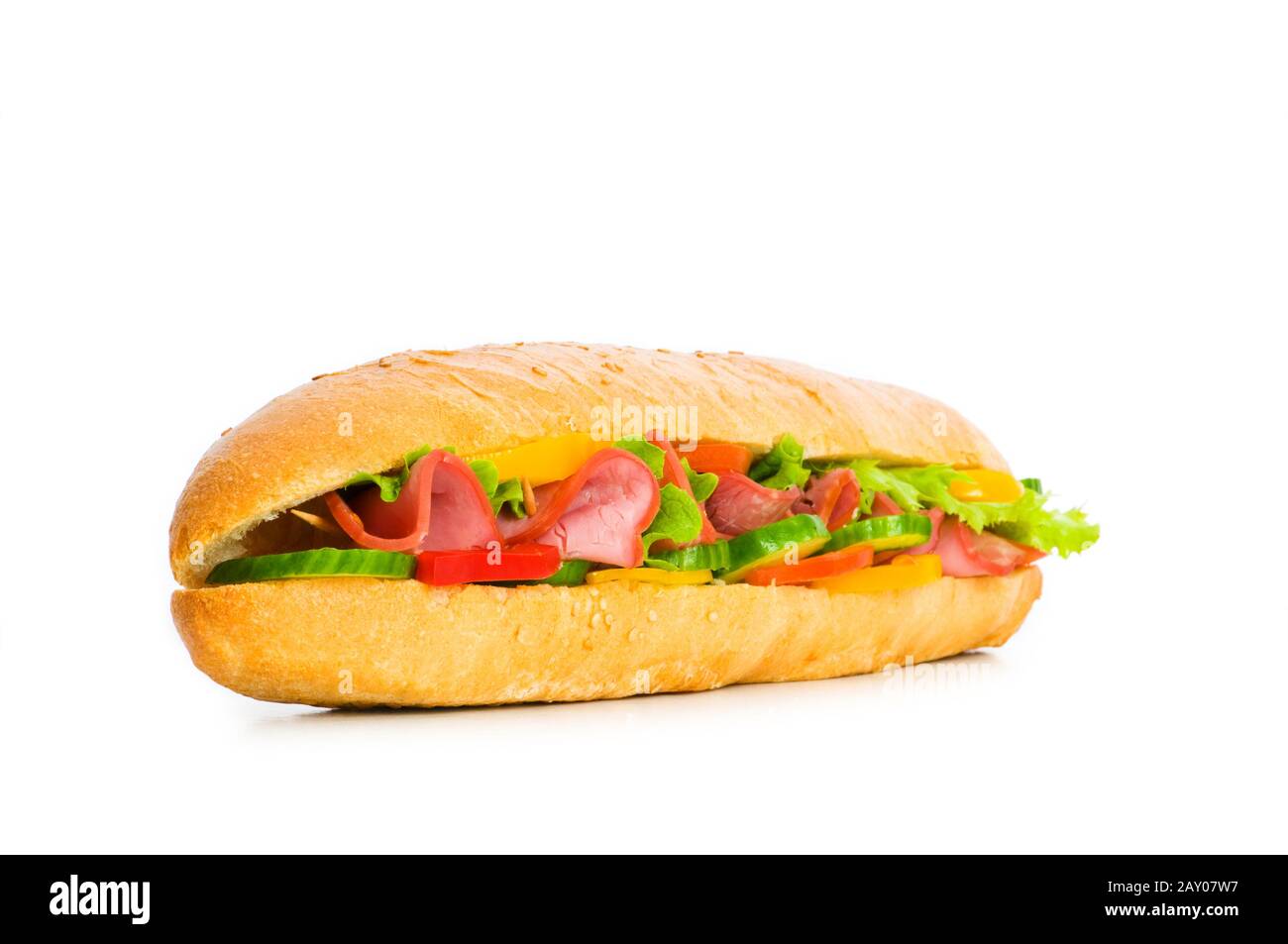 Long sandwich isolated on the white background Stock Photo - Alamy
