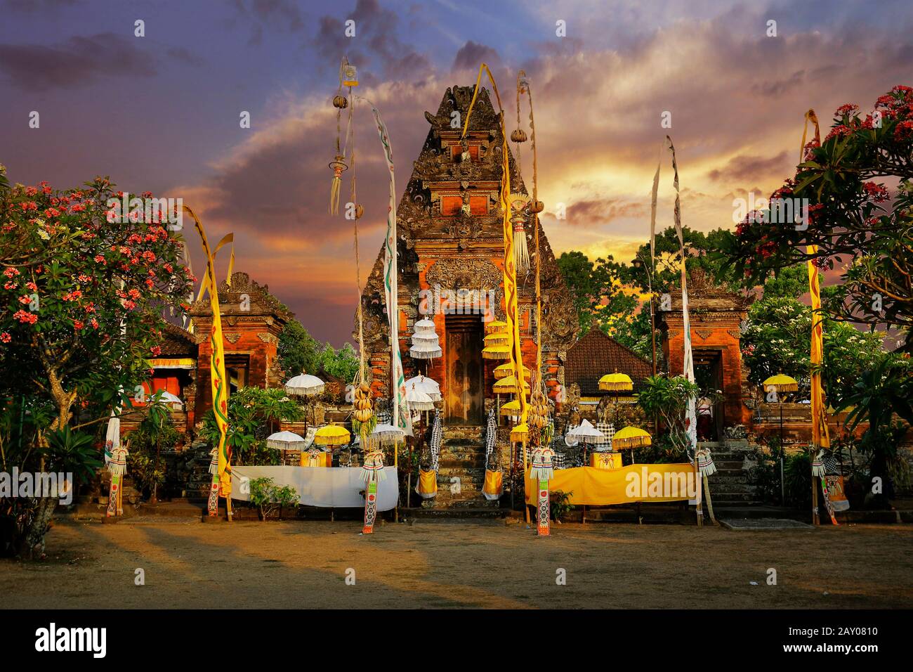 balinese temple with decoration for ceremony in Bali -Indonesia Stock ...