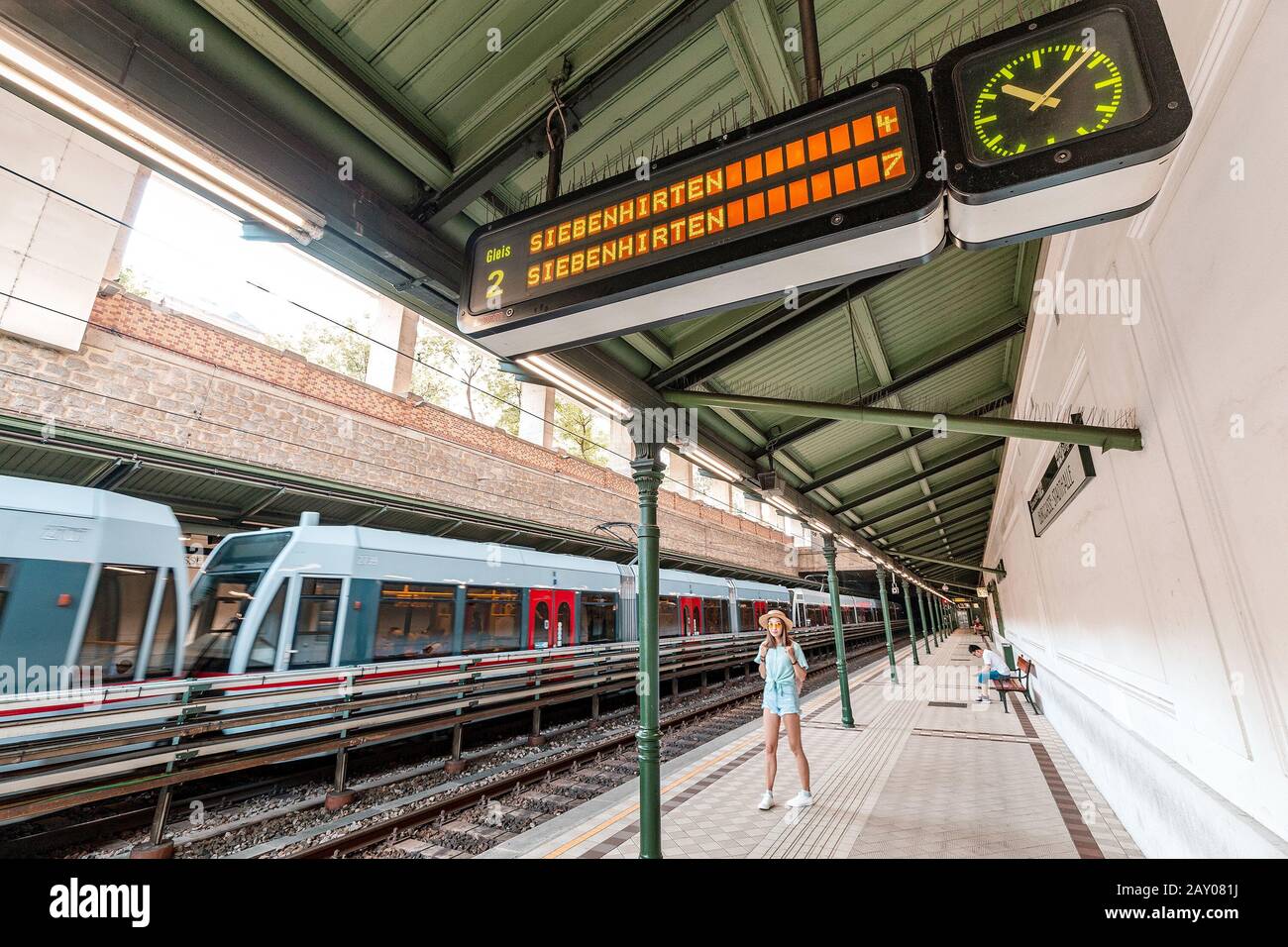19 July 2019, Vienna, Austria: Metro station at the U-bahn transport ...