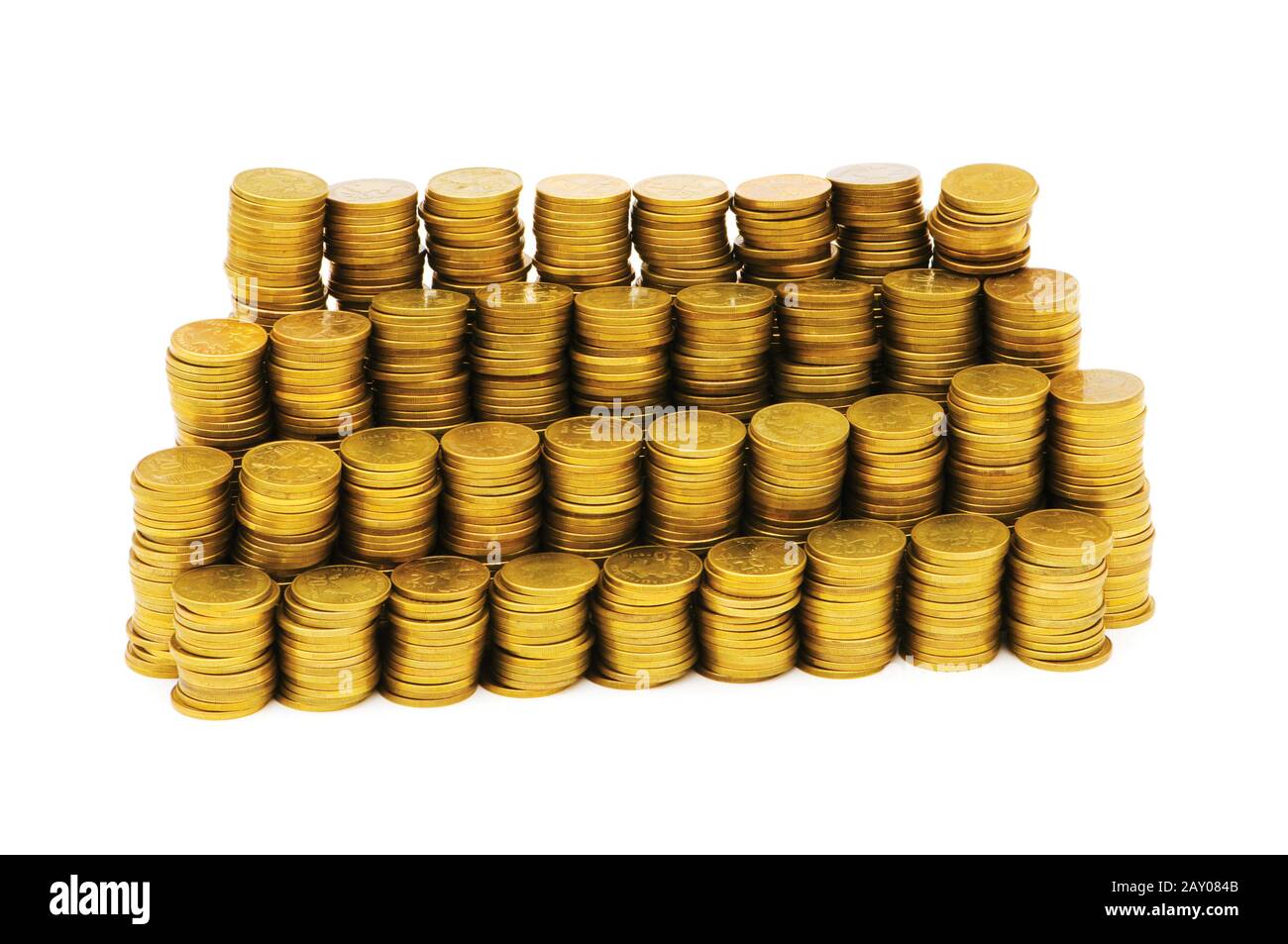 Stack of coins isolated on the white Stock Photo - Alamy