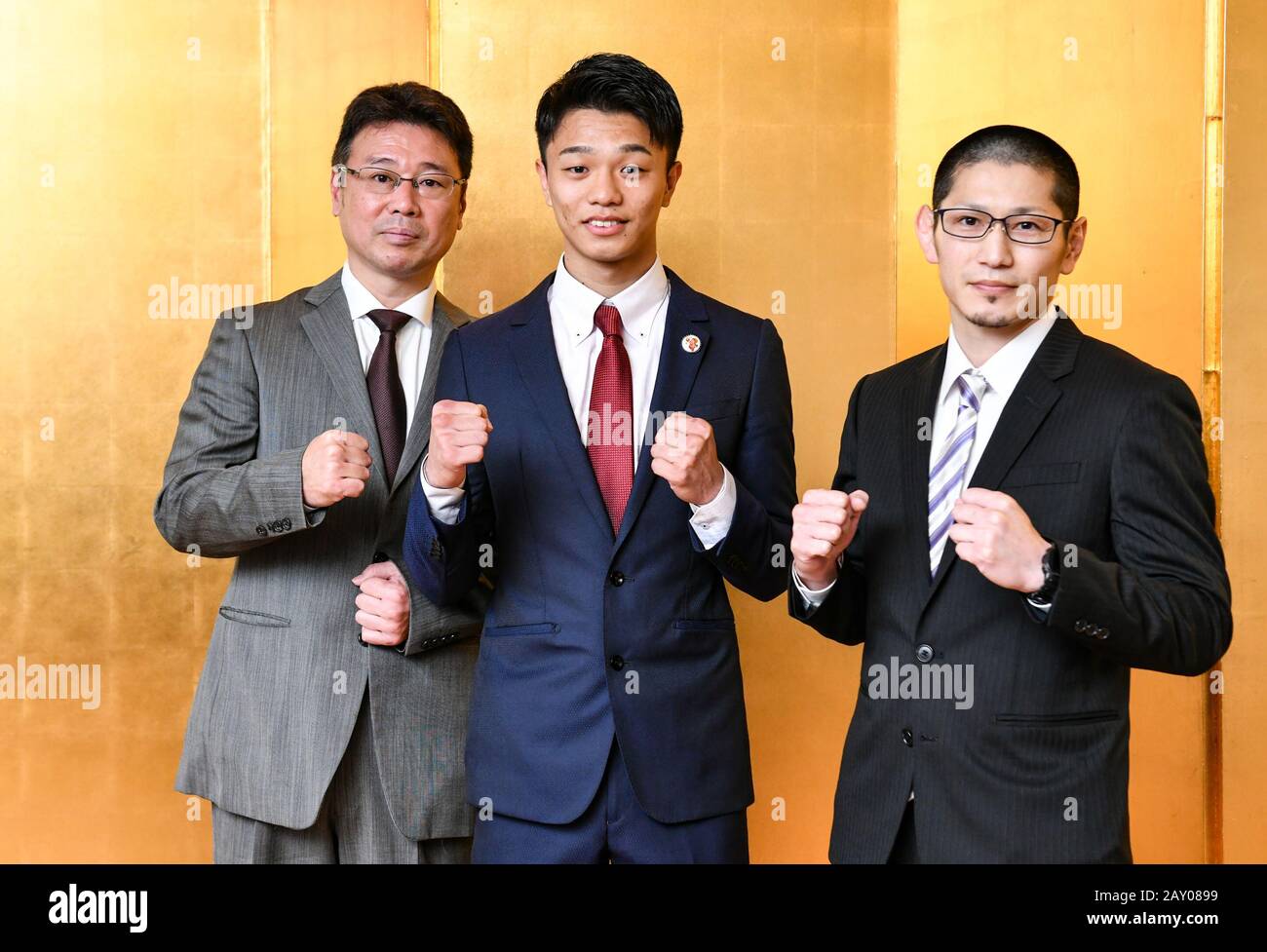 Tokyo, Japan. 14th Feb, 2020. (L-R) Manager Takeshi Murano, Japan's ...