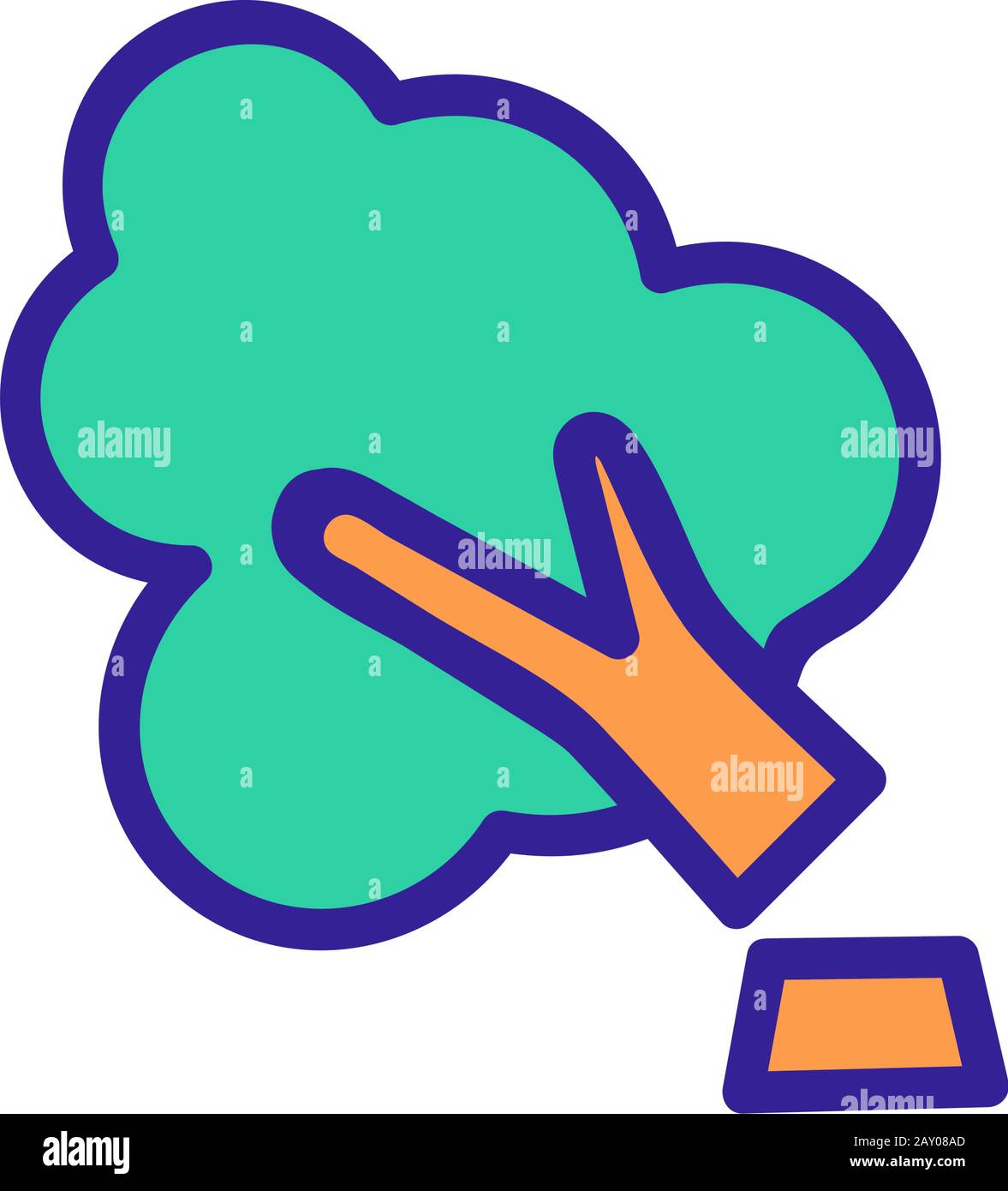 cutting down trees icon vector. Isolated contour symbol illustration ...