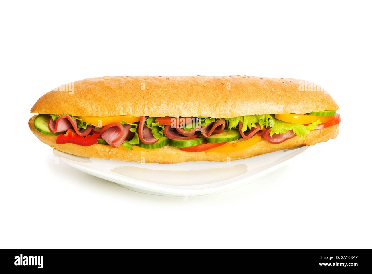 Long sandwich isolated on the white background Stock Photo - Alamy