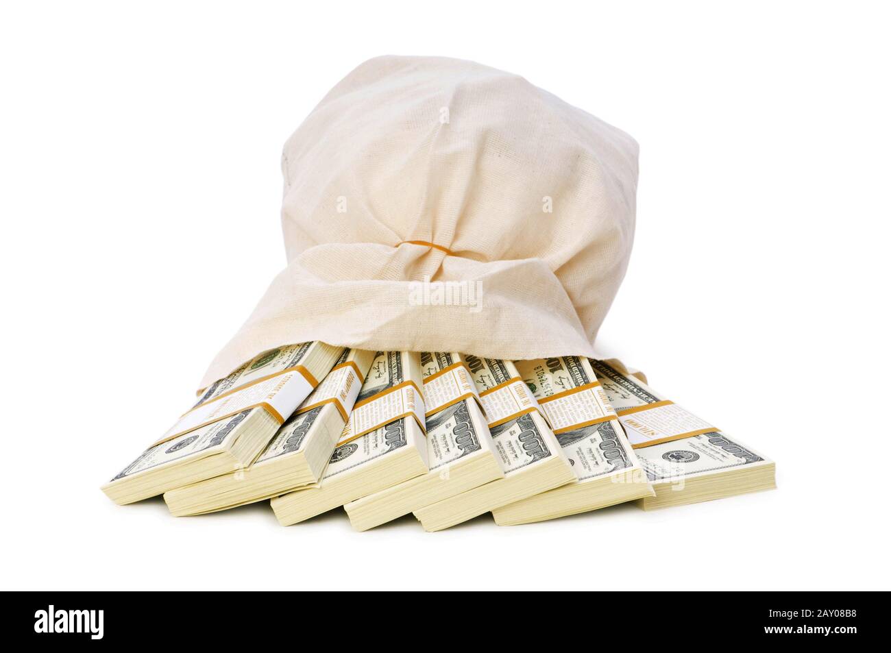Sacks of money isolated on the white Stock Photo - Alamy