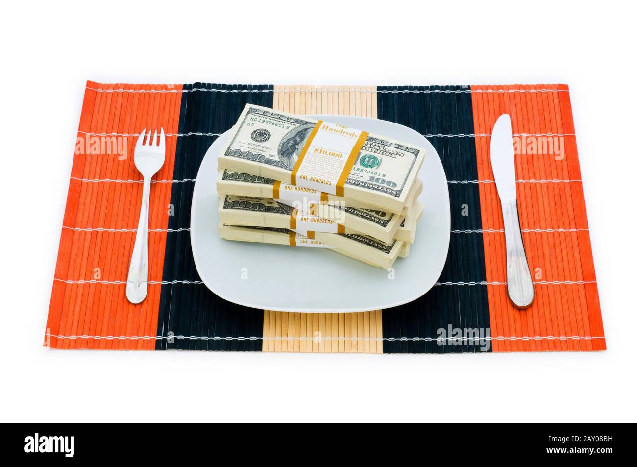 Financial concept - eating money isolated on white Stock Photo - Alamy