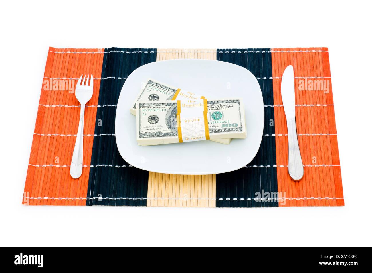 Financial concept - eating money isolated on white Stock Photo - Alamy