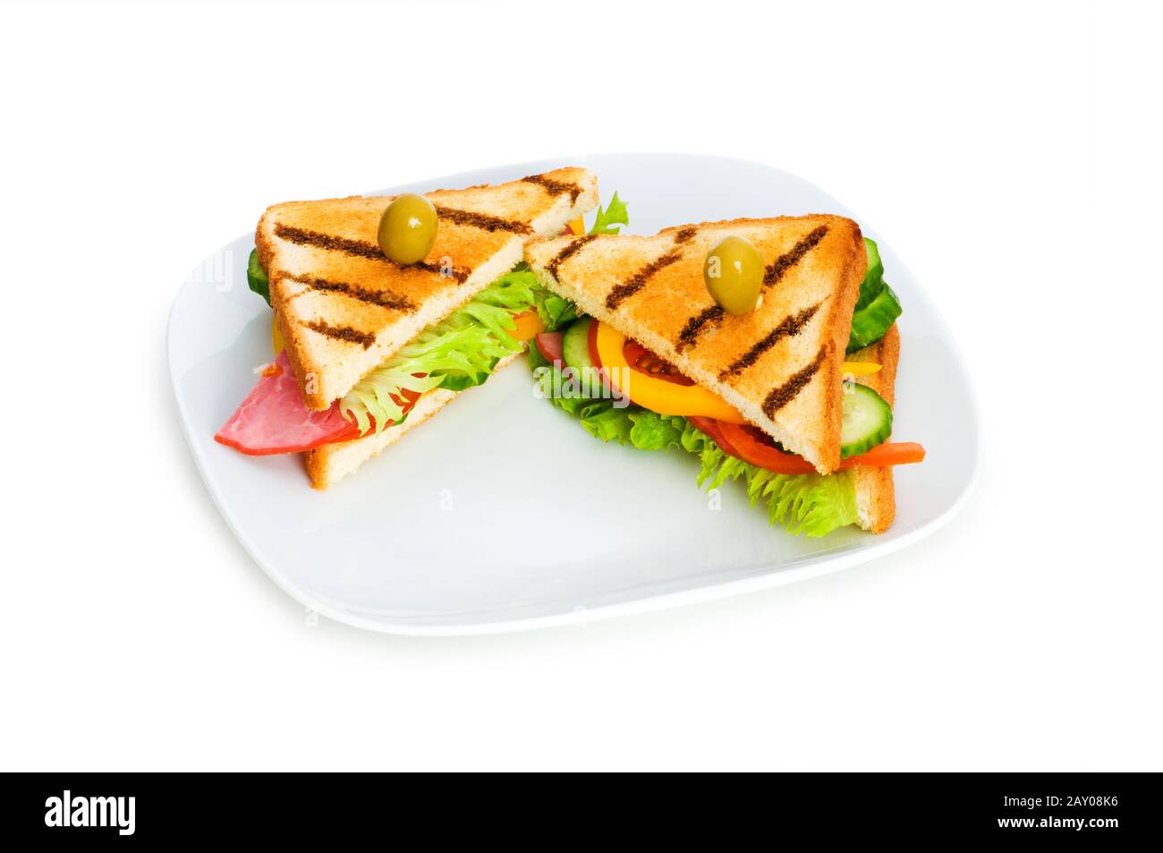 Toasted bread with filling isolated on the white Stock Photo - Alamy