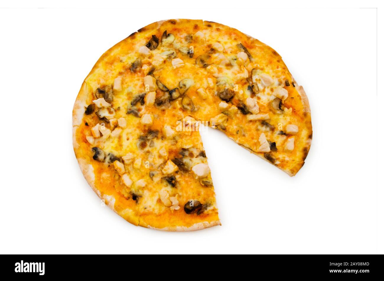 Round pizza isolated on the white background Stock Photo - Alamy