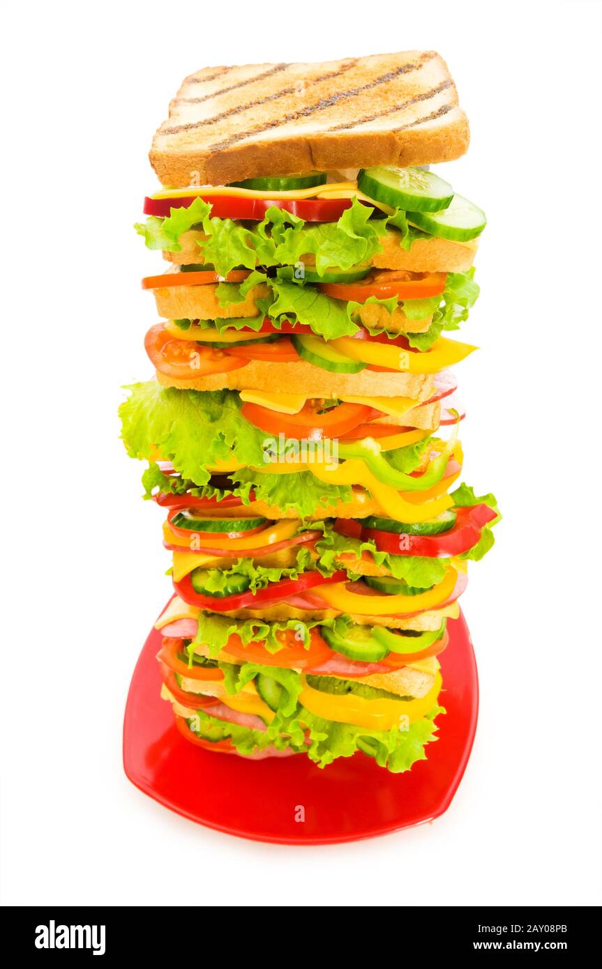 Giant sandwich isolated on the white background Stock Photo - Alamy