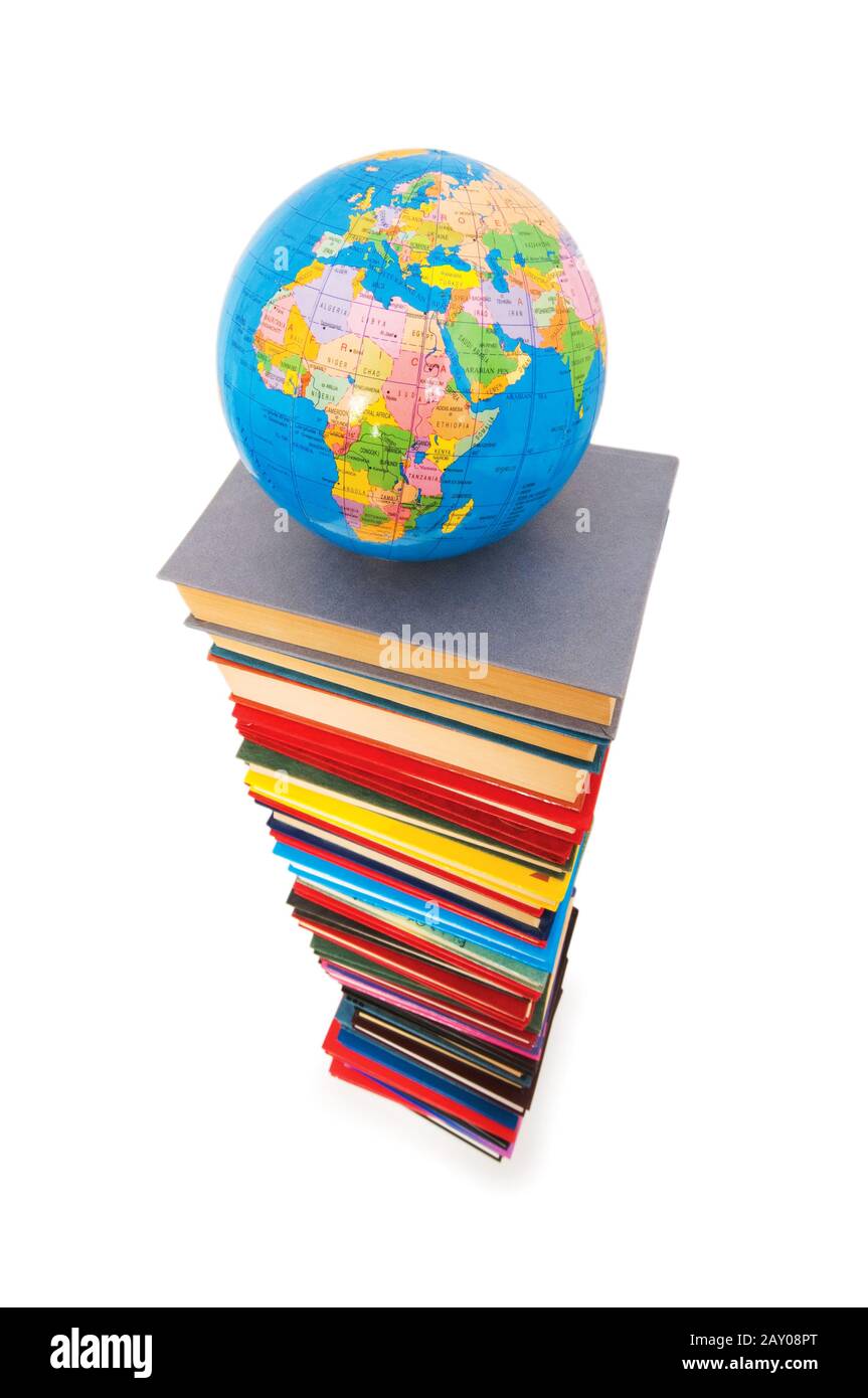 Globe on stack books Cut Out Stock Images & Pictures - Alamy