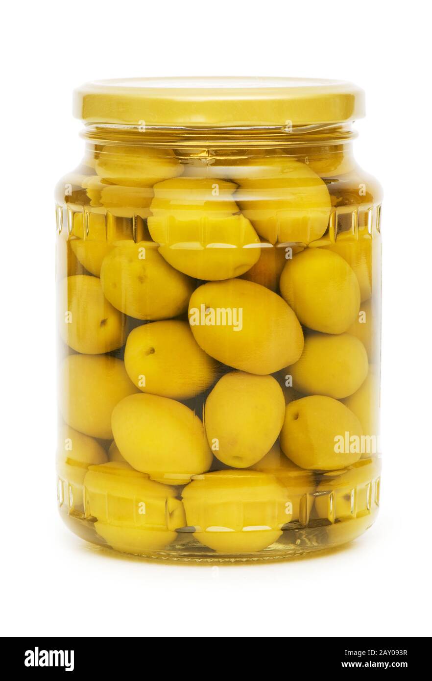 Pickled olives in glass jar Stock Photo - Alamy