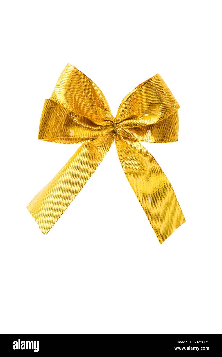 Golden bow isolated on the white background Stock Photo - Alamy