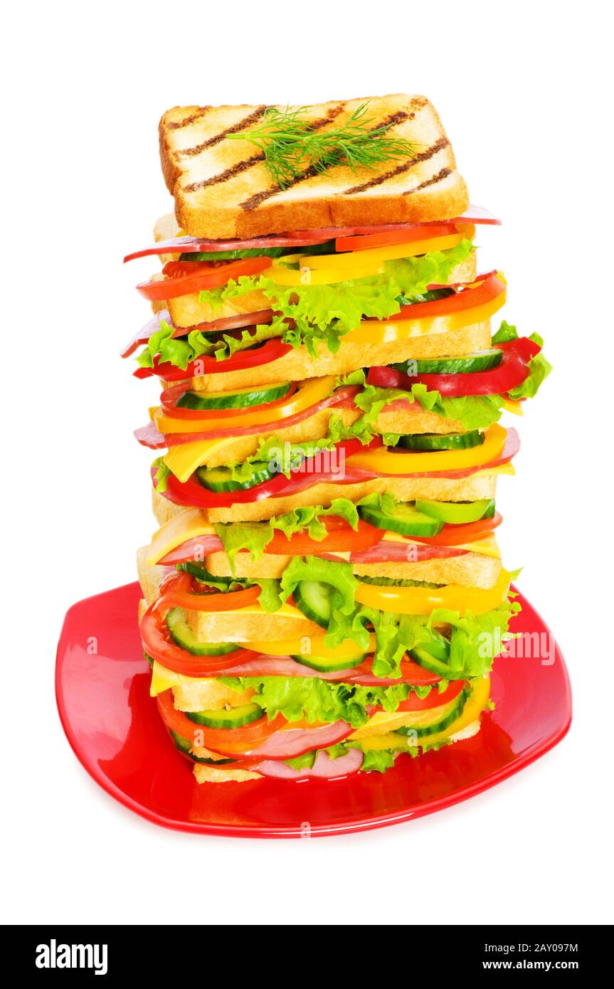 Giant sandwich isolated on the white background Stock Photo - Alamy