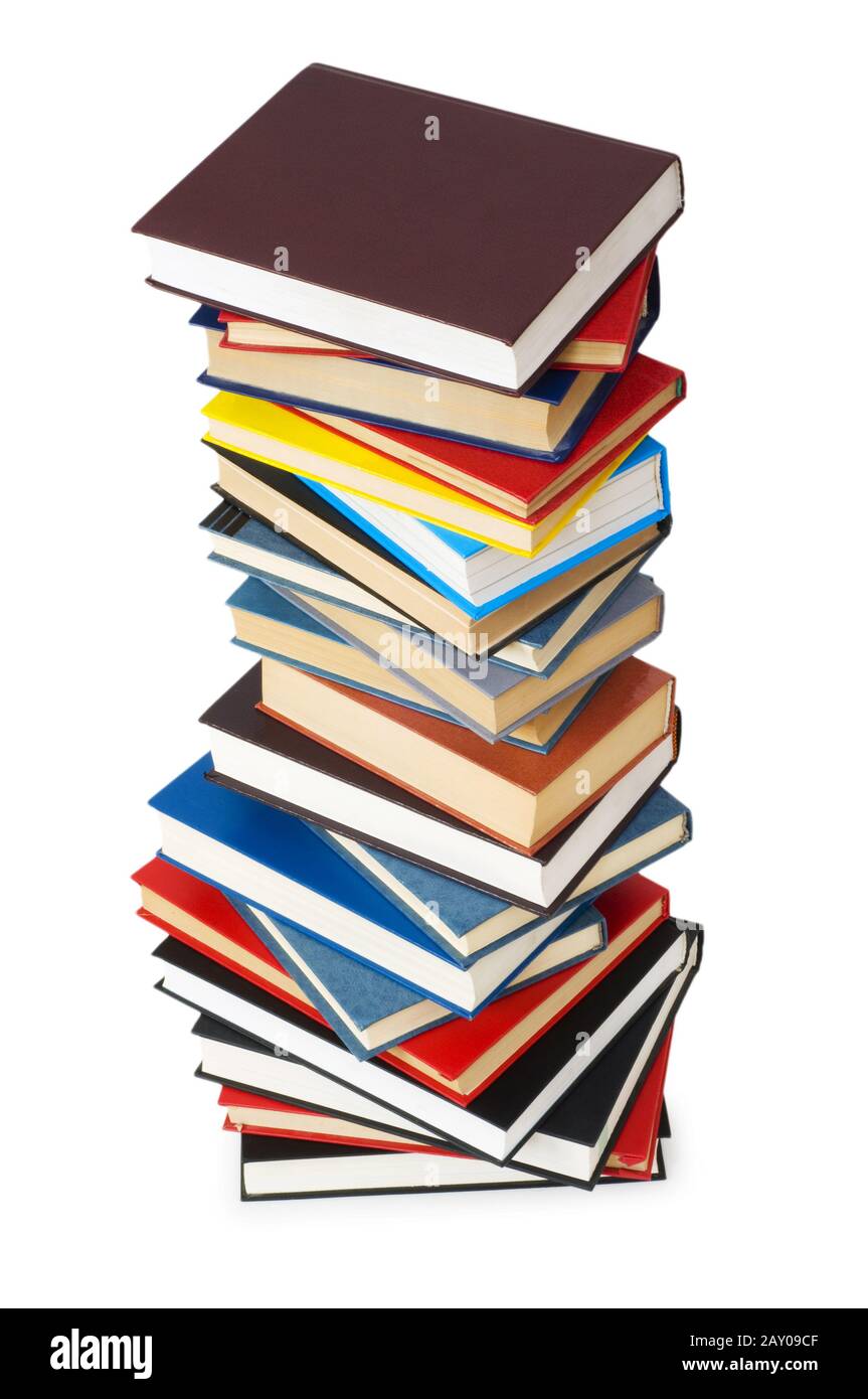 Stack of books isolated on the white Stock Photo - Alamy