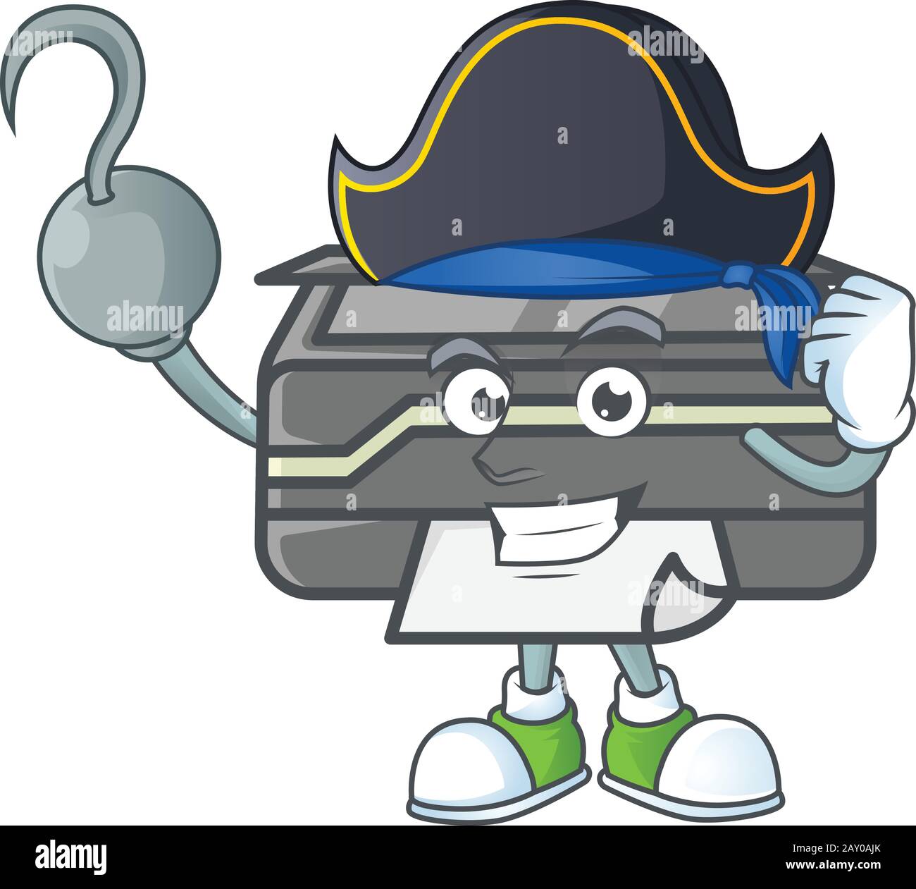 Calm one hand Pirate printer mascot design wearing hat Stock Vector ...