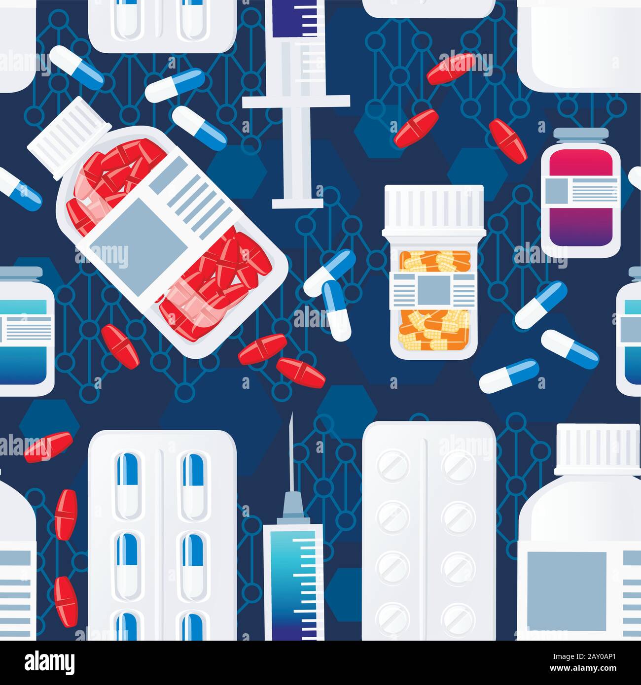 Seamless pattern of pills full transparent pill bottle and medical ...