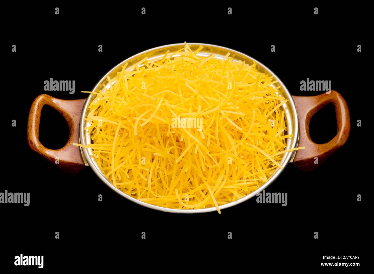 Spaghetti pot isolated on the black background Stock Photo - Alamy