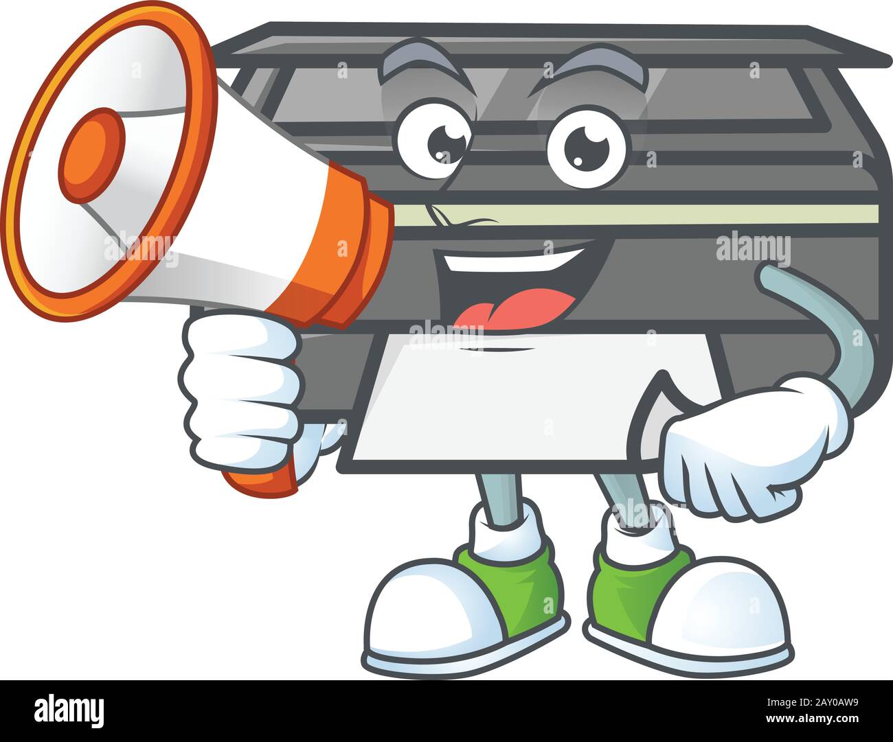 A chilly cartoon character of printer with a megaphone Stock Vector ...