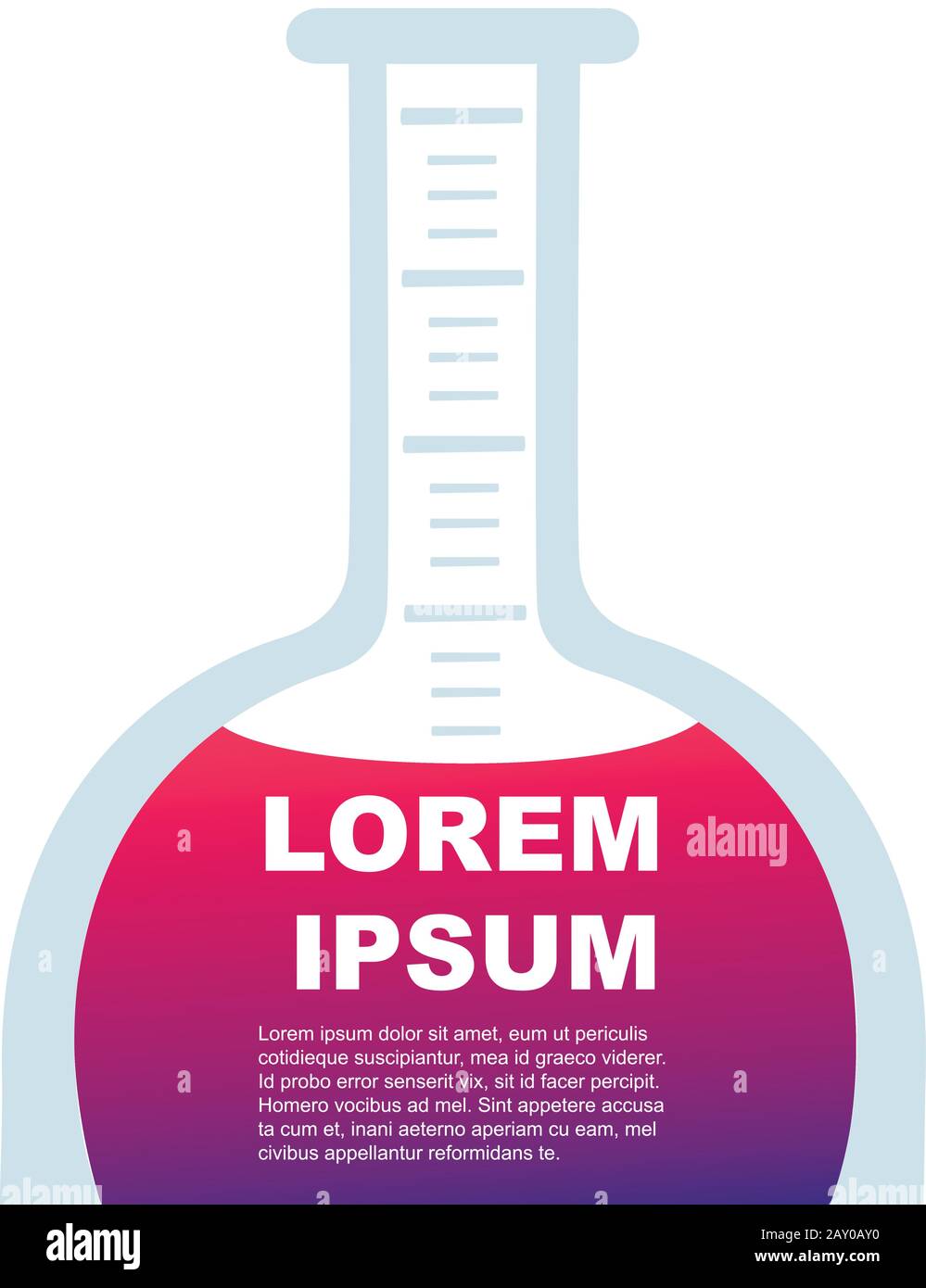 Laboratory transparent glassware flask with red fluid greetings card or ...