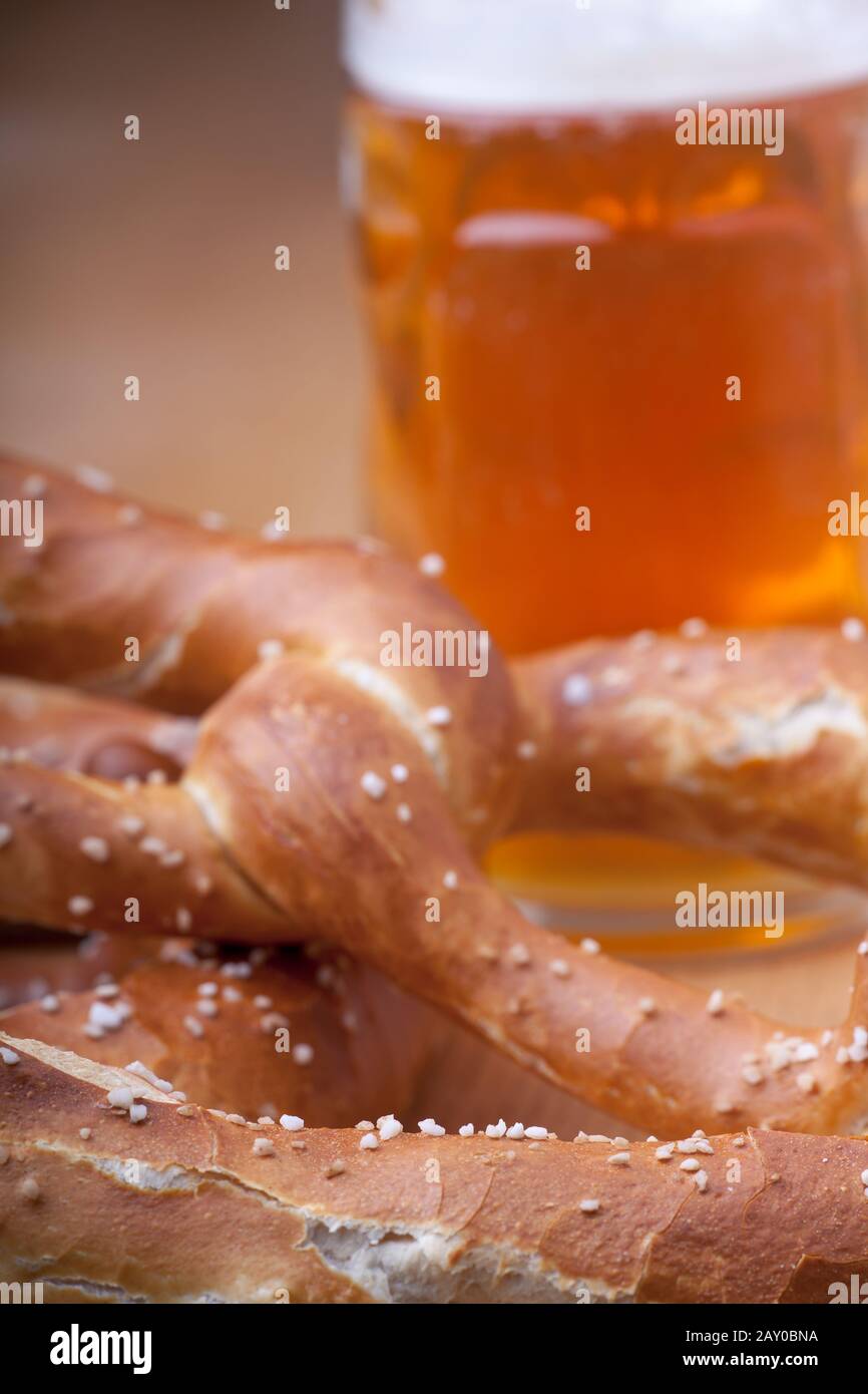 Breze and beer Stock Photo - Alamy